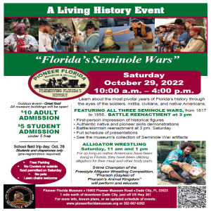 SW0132 Three Seminole Wars Told at Florida Pioneer Museum Event Oct. 29 ...